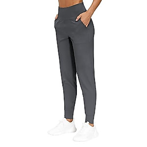 THE GYM PEOPLE Womens Joggers Pants with Pockets Athletic Leggings Tapered Lounge Pants for Workout, Yoga, Running (Small, Dark Grey)