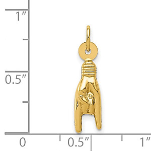 Jewelry Stores Network 14k Yellow Gold Rock On Hand Symbol Pendant 22 mm x 5 mm
