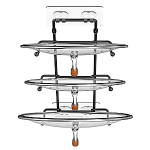 VZINO 2 Pack Pot Lid Organizer Rack for Cabinet Door/Wall, No Drilling Adhesive Wall/Door Mounted Pot and Pan Lid Holder, Plating Metal, Silver