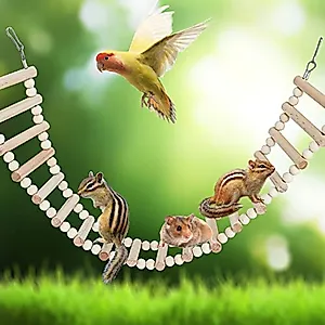 Rats Ladder Bridge Toy, Natural Wooden Bird Ladder Bridge Toy, Hamster Rats Climbing Toys, Cage Accessories for Bird Parrot Hamster Cockatiel Sugar Gliders (18 Ladders)(25.98x3.14 Inches)
