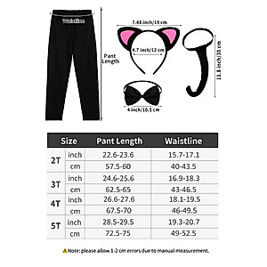 AOTHSO 6 Pieces Halloween Girls Black Cat Costume Set Long Sleeve Pants Headband Bowtie Tail Tutu Skirt Accessories for Kids