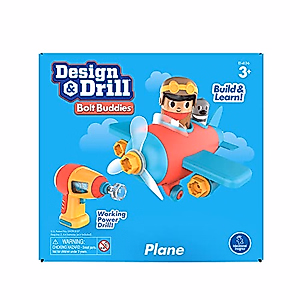 Educational Insights Design & Drill Bolt Buddies Plane Take Apart Toy with Electric Toy Drill, Preschool STEM Toy, Gifts for Boys & Girls, Ages 3+