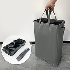 24Inch Slim Large Laundry Basket Collapsible Fabric Laundry Hamper Out Carrying Laundry Bag Tall Thin Dirty Laundry Hamper Basket Home Corner Bin（Grey）