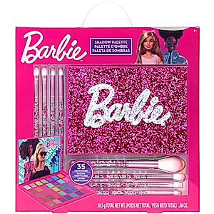 Barbie - Townley Girl 35-Well Eyeshadow Palette, Shimmery and Opaque Colors, Pigmented Blendable, 8 Application Brushes Non-Toxic 8+, Perfect for Parties, Sleepovers & Makeovers