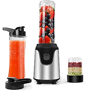 Personal Blender Countertop Smoothies Shakes: Professional Small Vegetable Food Blender Powerful Smoothie Maker Fruit Milkshake Mixer - 2x600ML Portable Travel Juice Cups One Grind Bottle & Kitchen