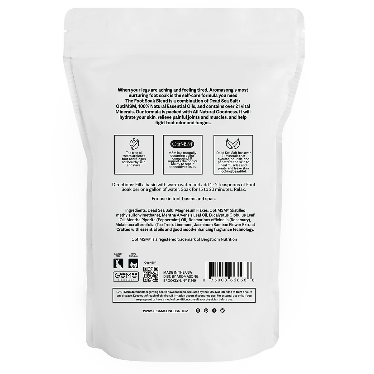 Aromasong Tea Tree Foot Soak with Dead Sea Foot Soaking Salts - Pedicure Foot Soak for Dry Cracked Feet - Athlete's Foot Soak Callus Remover Soothes Sore Feet - Eliminates Odor - Made In USA