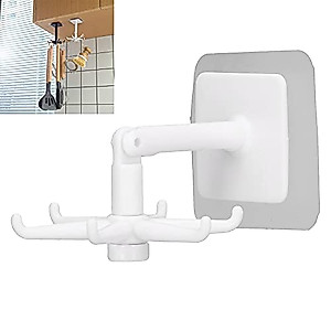 Yosoo Wall Hooks, NoPunch Adhesive Hooks with 6Claw Unique Shape Rotatable Storage Holder for Kitchen Bathroom Living Room(White)