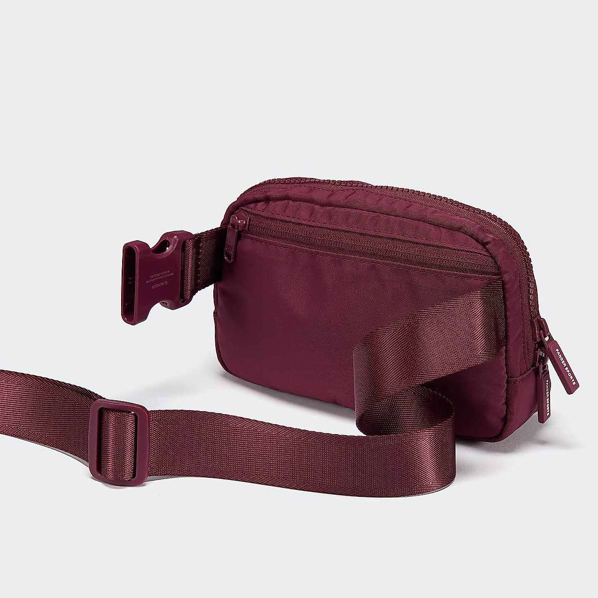 Pander Two Way Zipper Fanny Pack Nylon Everywhere Belt Bag for Women, Water Repellent Waist Packs, Crossbody Bags with Adjustable Strap (Red Merlot).