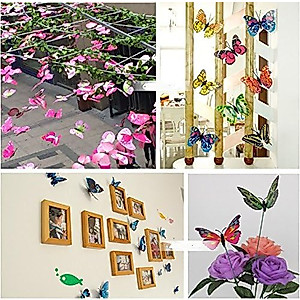 WOIWO 12PCS 3D Stereo Double Layer Simulation Butterfly Creative Home Living Room Decoration A Generation Of PVC Color Butterfly Wall Stickers.(Blue Double, Magnetic With Glue.)