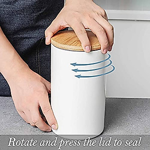 Sweese 817.101 Kitchen Canister, 65oz/1930ml Porcelain Food Storage Jar with Bamboo Lid for Ground Coffee, Flour, Tea, Sugar, Airtight Coffee Container, White