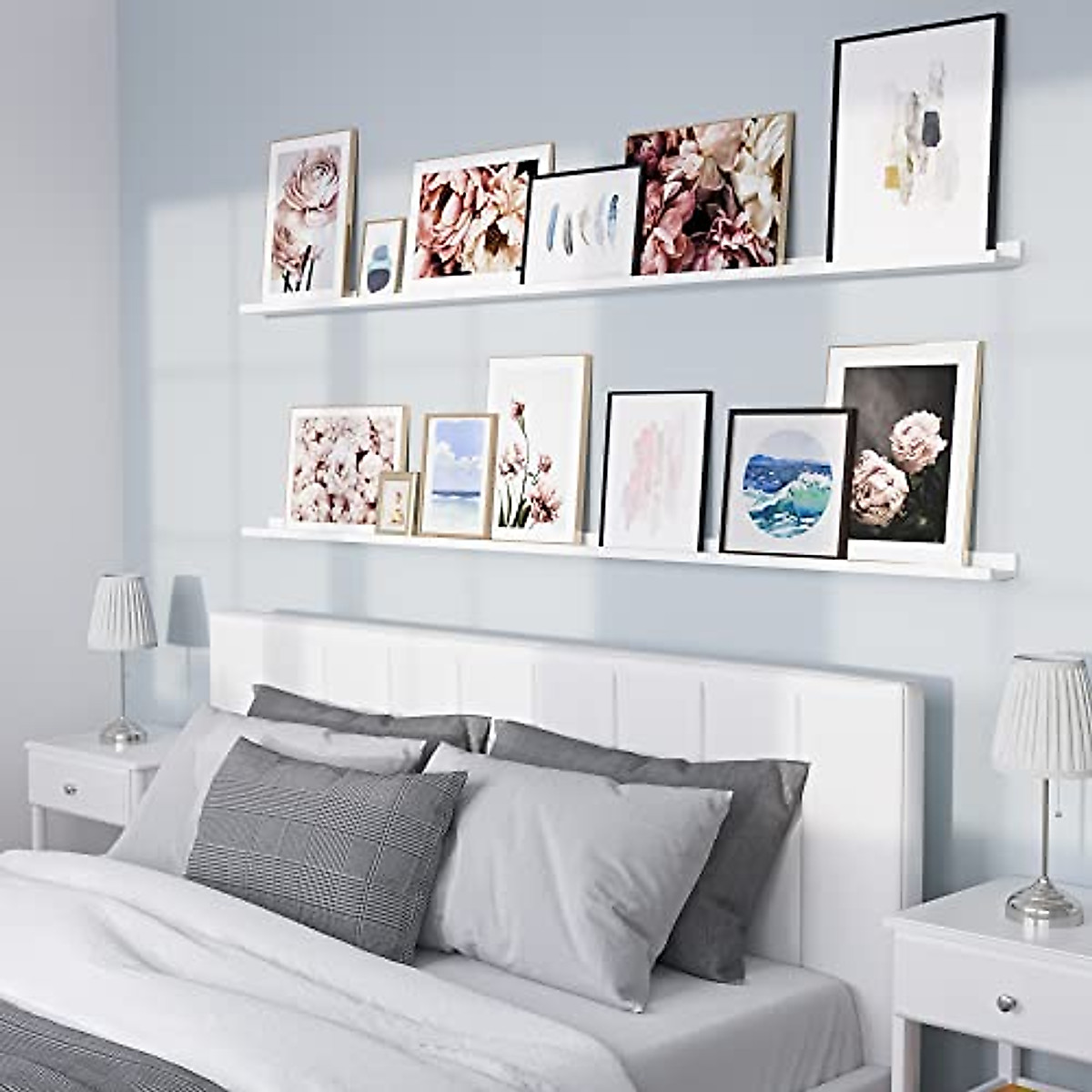 You Have Space Lagos 80" Ledge Wall Shelves, Floating Shelves for Living Room Decor, Bedroom, Office, Ultra Long White Picture Ledge Shelf Set of 2