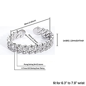 12mm Cuban Link Bracelet Hypoallergenic 14K Real Gold Plated Iced Out Hip Hop Cuff Jewelry 3A Cubic Zirconia Prong-setting Gift for Men Women Fit for 6.3" to 7.9" Wrist (Silver)