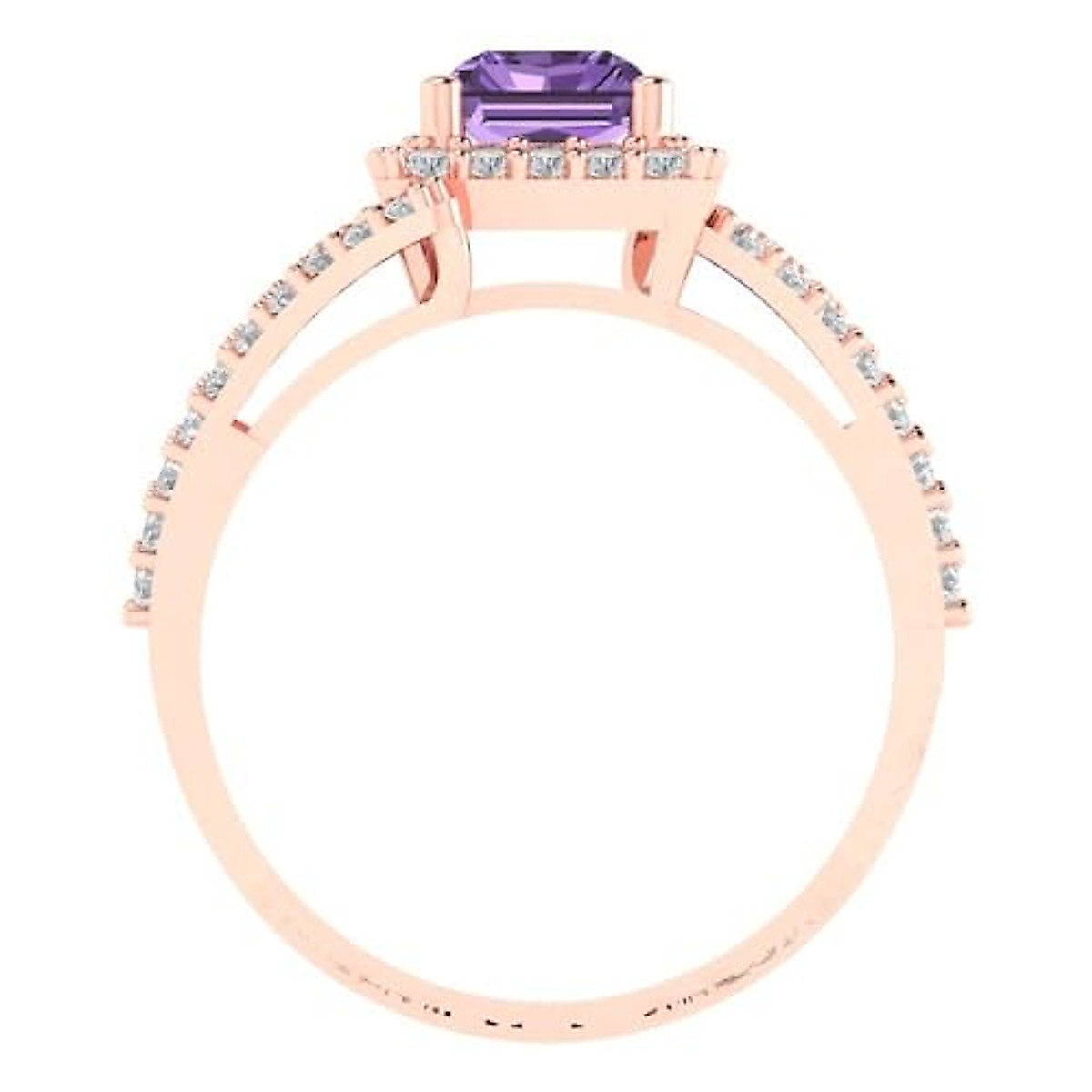 Clara Pucci 2.10ct Emerald Cut Solitaire Halo Criss Cross Created Alexandrite Anniversary Bridal Engagement Ring 14k Rose Gold 10.25
