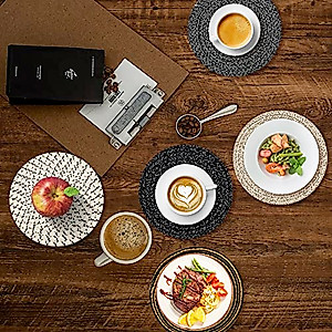 Trivets for Hot Dishes, Large Trivet for Hot Pots and Pans 8 inches, Hot Pads for Kitchen Table, Coasters Cotton Mat to Protect Counter, Cooking Potholder (Stripe 5 Pcs)