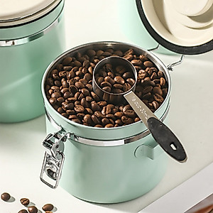 Stainless Steel Coffee Canister with Scoop, Vacuum Coffee Bean Storage Container for Ground Coffee, Whole Beans (1.5L)