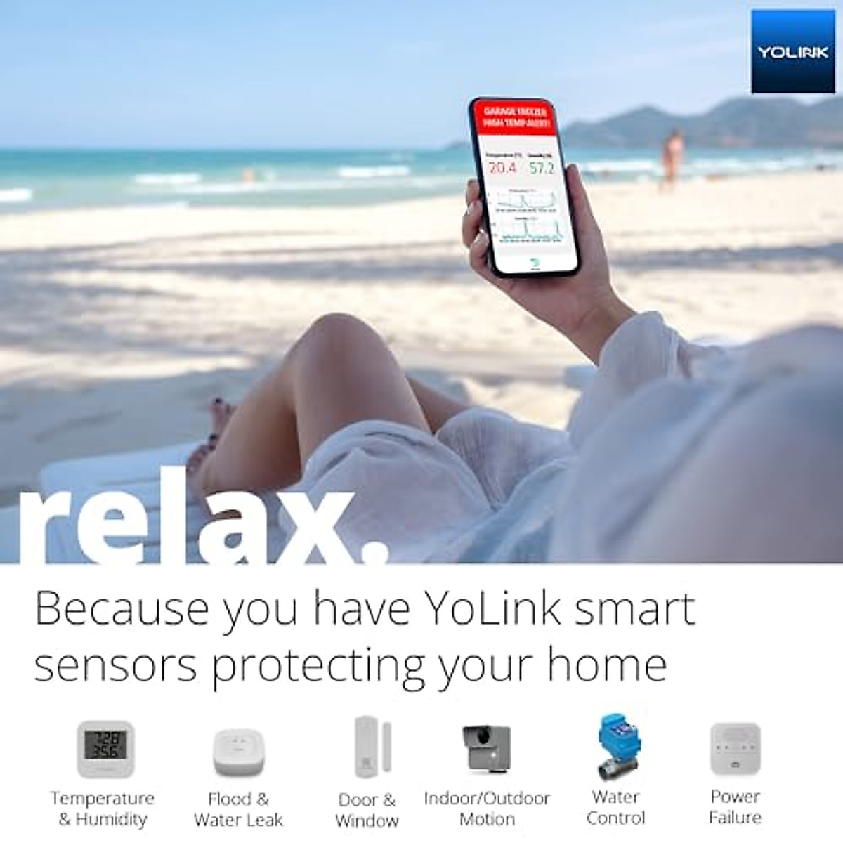 YoLink Smart Wireless Temperature & Humidity Sensor, Wide Temp Range for Freezer, Fridge, Green House, Pet Cage, App Alerts, Emails, Text/SMS alerts- Hub Required