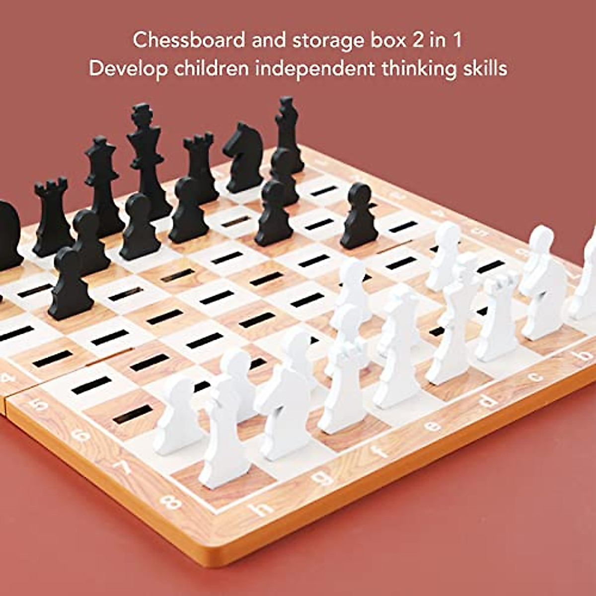 Cyrank Chess Board Game, Folding Wooden Chess Board Set Portable Travel Outdoor Games Gifts for Kids