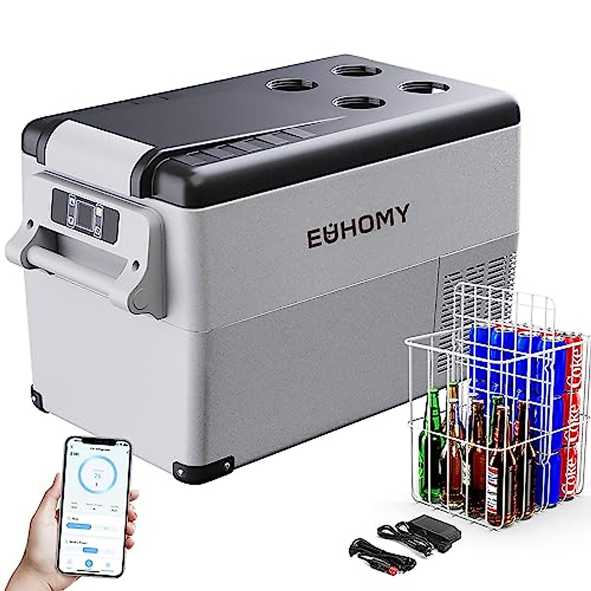 EUHOMY 12 Volt Car Refrigerator,38 Quart(35L) Car Fridge Electric Cooler APP Control,12V Refrigerator -4℉~68℉ with 12/24V DC & 110-240V AC, Portable Refrigerator for Camping, Travel, RV, Truck, Home