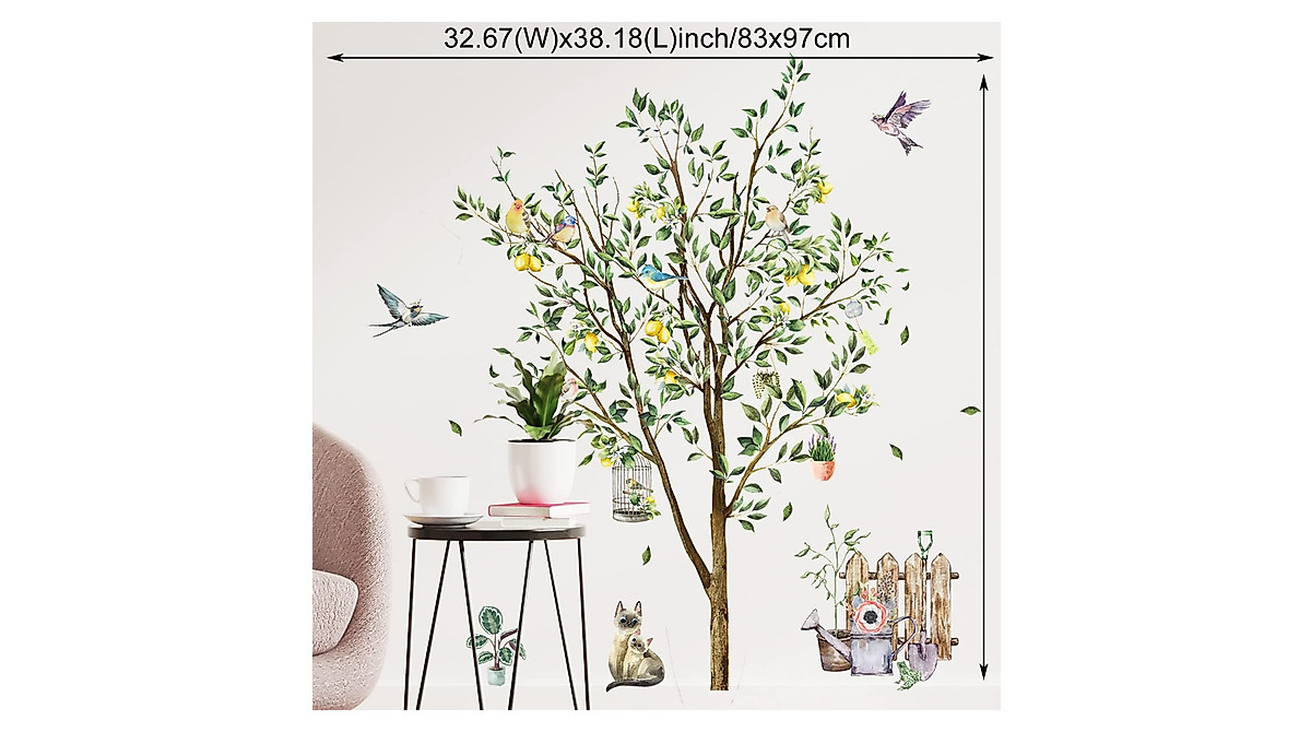 Pinenjoy Lemon Tree Wall Decal for Living Room & Nursery