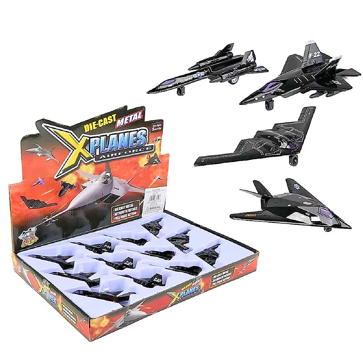 Zugar Land Die-Cast Pullback Stealth Bomber Models (4.25"-5.25") SR-71 Blackbird, F-22 Raptor, F-117 Nighthawk, B2 Bomber (SR-71 Blackbird)