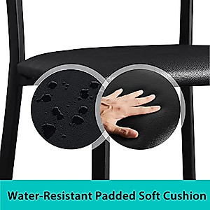 VECELO Metal Dining Chair Set of 2, Modern Armless with Cushioned Seat for Kitchen, Living Room, Black