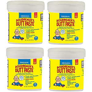 Boudreauxs Butt Paste Diaper Rash Ointment, KHeJwN, Original - Contains 16% Zinc Oxide - Pediatrician Recommended - Paraben and Preservative-Free - 4Pack (16 Ounce)