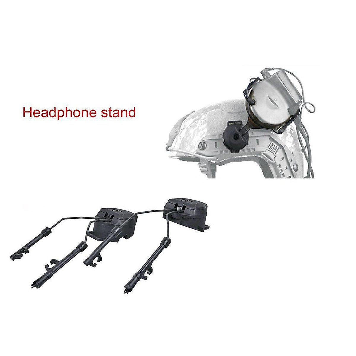1Pair Headset Helmet Adapter, ARC Rail Adaptor Suspension Headphones Bracket Hunting Earmuffs Support Left & Right Side Attachments Only for comtac2 Series Headphones (Black) Walker Razor Helmet