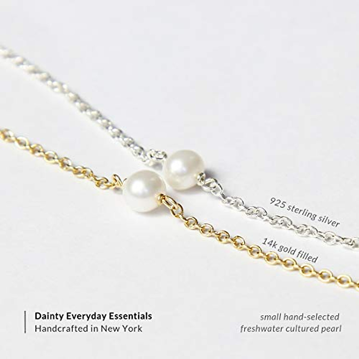 Gold Bracelet For Women – 14K Gold Filled or Sterling 925 Silver, Dainty Modern Minimal Chain Jewelry For Layering, 6.5”-8” Adjustable, Made in USA (Single Pear (925 Sterling Silver))