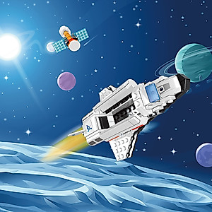 JSINMA City Space Shuttle Toys Building Sets with Astronaut Minifigures&Control Tower Building Kit Space Exploration Rocket Toy STEM Creative & Educational Gift for 6-12 Years Old Boys Girls (807 Pcs)