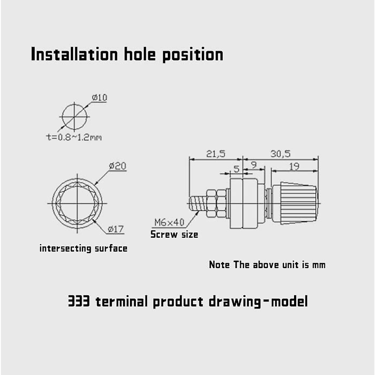 zipelo 3/8" Copper Battery Terminal, 2PCS Premium Remote Battery Power Junction Post Connector, 6MM Terminal Kit, Universal Automotive Accessories, Fit for Car Truck SUV Boat RV