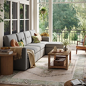 LINSY HOME Rubik III Modular Sofa Sectional Couch with Storage Ottoman, Convertible L Shaped Couch, 5 Seat Sleeper Sofa for Living Room, Apartment, Lounge, Light Grey