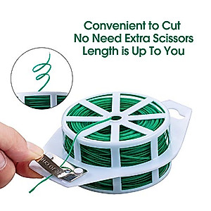 Rainbow Color 328 Feet (100m) Garden Plant Twist Tie with Cutter, Tie Wire Reel for Home and Office, Multifunctional Twist Ties (Green)