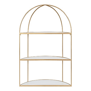 Kate and Laurel Freade Modern 3 Tier Shelf, 22 x 8 x 32, White and Gold, Decorative Glam Shelf for Storage and Display