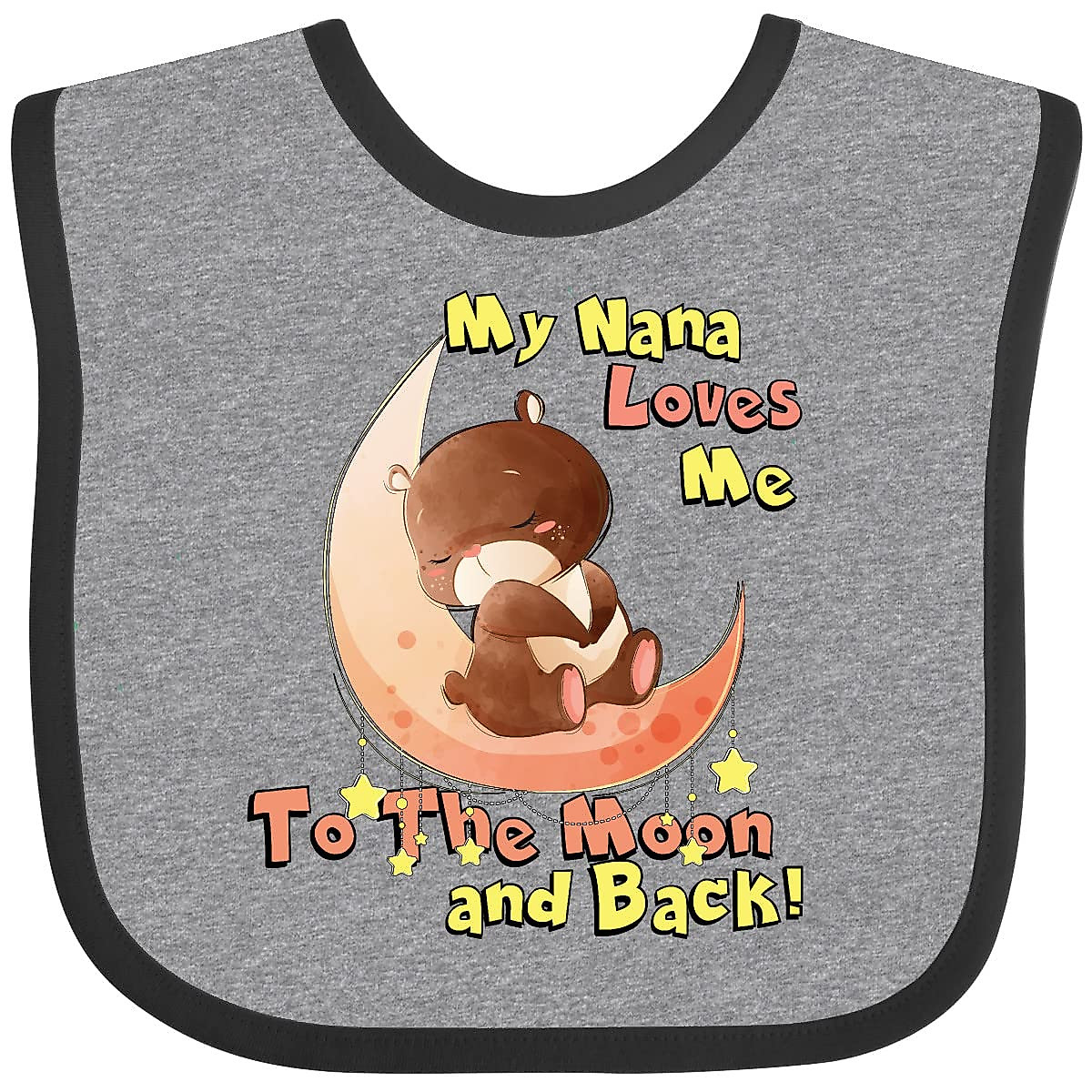 inktastic My Nana Loves Me To the Moon and Back Baby Bib Heather and Black 350b4