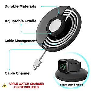 PZOZ Charger Stand for Apple Watch, Portable Charging Station Cable Management Dock Holder Organizer for iWatch Series Ultra 9 8 SE2 7 6 SE 5 4 49mm 45mm 44mm 42mm 41mm 40mm 38mm Accessories (Black)
