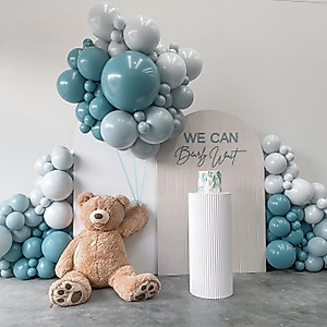 148PCS Dusty Blue Balloon Arch Kit,Double Stuffed Blue Balloon Garland Pastel Blue Grey White Balloons Slate Blue Balloon Arch for Baby Shower Boy Birthday Gender Reveal Bridal Party Decorations