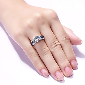 SZJINAO Moissanite Engagement Rings 0.8-2CT 18K White Gold Plated 925 Silver Rings for Women D Color Moissanite Diamond Wedding Ring,With GRA Certificate (2ct Moissanite, 7)