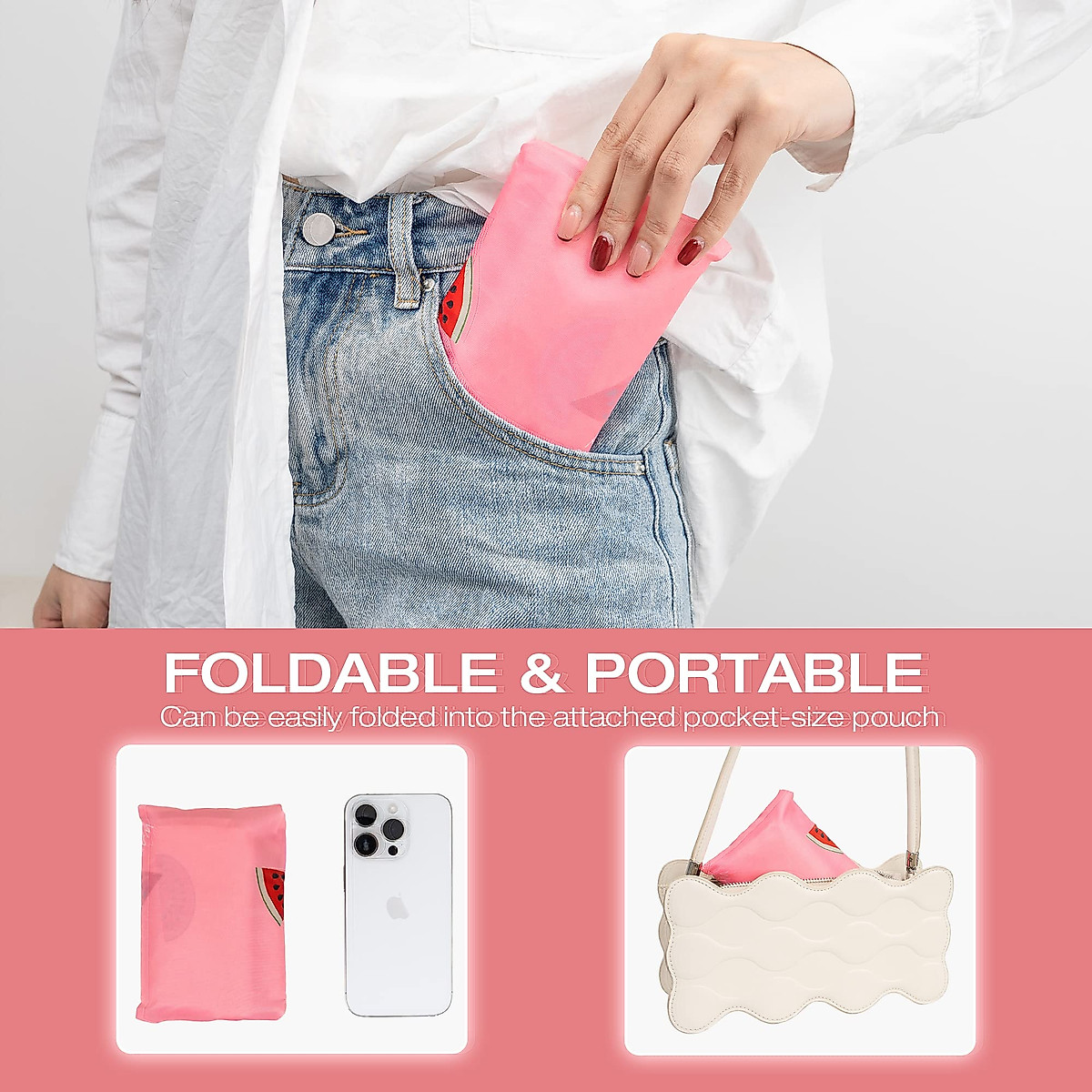 M&Sl Set of 4 Reusable Grocery Bags - Washable, Foldable, Packable Tote bags with Large Handles. Heavy Duty- Eco-Friendly Shopping Bags.