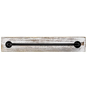Cadby 24-inch Vintage Whitewashed Wood and Black Metal Wall Mounted Towel Bar Rack, Bathroom Towel Holder