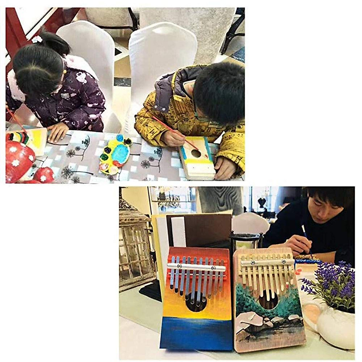 DIY 10 Keys Kalimba Thumb Piano - Make Your Own Kalimba Look, Wooden Small Kalimba for Birthday Gift Adult Kids Students Beginners