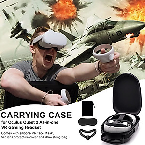 Case for Oculus Quest 2, Hard travel Case for Oculus Quest 2 VR Headset with Officaial Elite Strap,Touch Controllers Accessories,Virtual Reality Gaming Carrying Case with Silicone Face Mask,Lens Cover