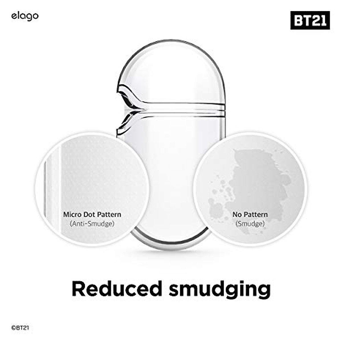 elago BT21 Case Compatible with Apple AirPods Pro Case, Clear Case with Keychain, Reduce Yellowing and Smudging, Supports Wireless Charging [Official Merchandise] [7FLAVORS]
