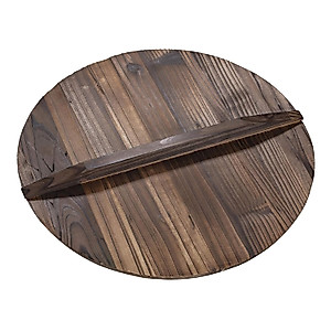 Bruntmor 14 inch Wooden Drop Lid, Wooden Kitchen Accessories, 14" Pan Lid, 14 inch Skillet Lid, Lid for Frying Pan,Wooden Pot Lid, Wood Wok lid, Cooking Accessories