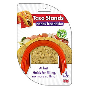 Taco Holder (8 pack) - Stand for Tacos, Soft & Hard Shells for Fill & Serve Without Mess, Plastic Server Set, Dishwasher Safe and Best for Kids, BBQ or a Party - Filling & Serving Rack, by Jokari