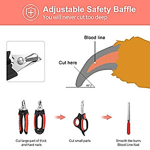 Bretheil Dog Nail Clippers Trimmer Set, Quick Safety Guard to Avoid Over-Cutting, Stainless Steel Razor Sharp Blades, Sturdy Non-Slip Handles, Storage Case and Nail File, Professional Pet Grooming