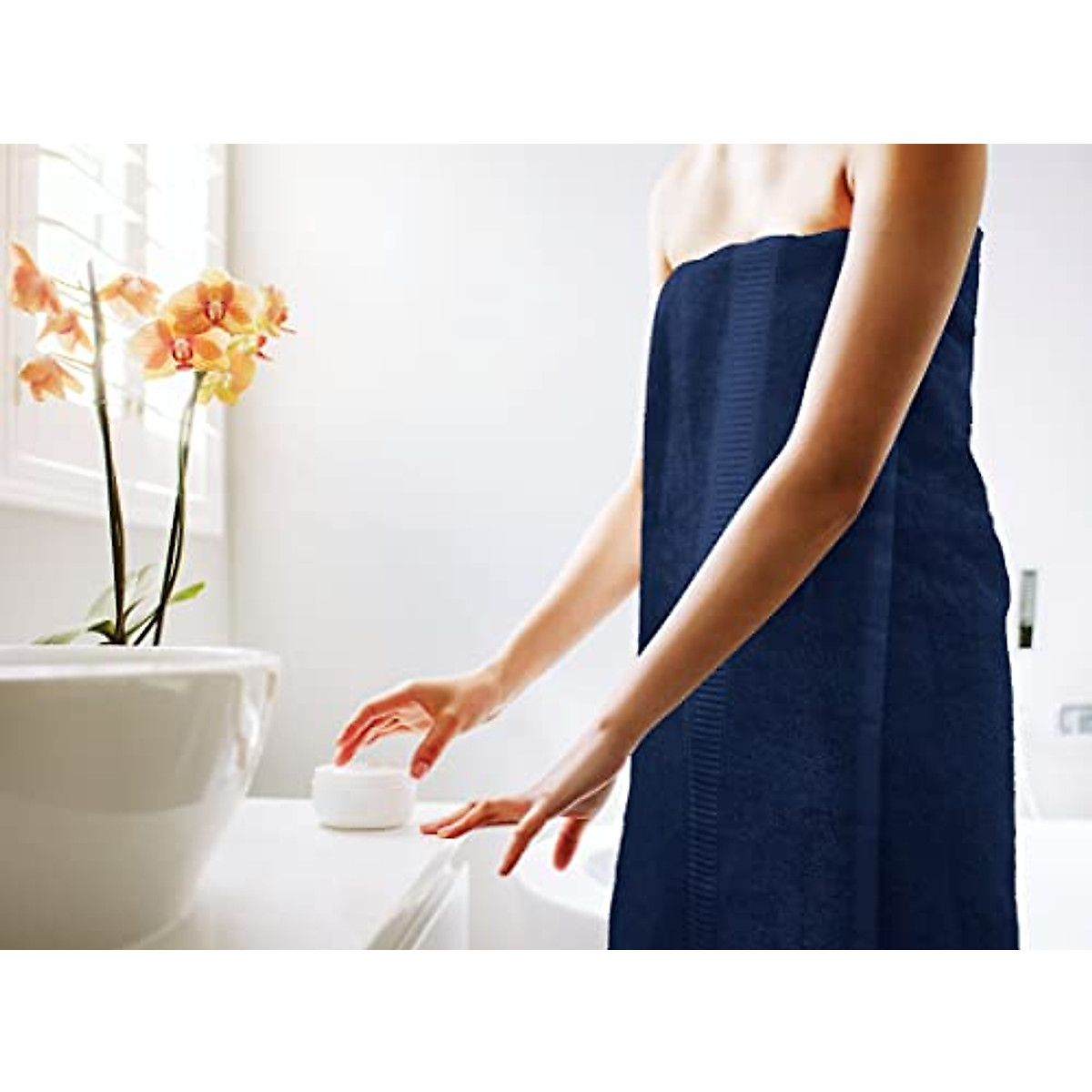 Utopia Towels Bundle Pack of 600 GSM Bath Sheet Set (2-Pack) and Banded Bath Mats (2-Pack) – 100% Ring-Spun Cotton – Highly Absorbent – Soft & Luxurious – Navy