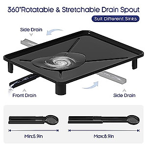 Dish Drying Rack for Kitchen Counter, Large 2 Tier Rustproof Stainless Steel Dish Drainers with Drainboard & Rotatable Drain Spout, Include Removable Utensil Holder, Cutting Board Holder and Cup Rack