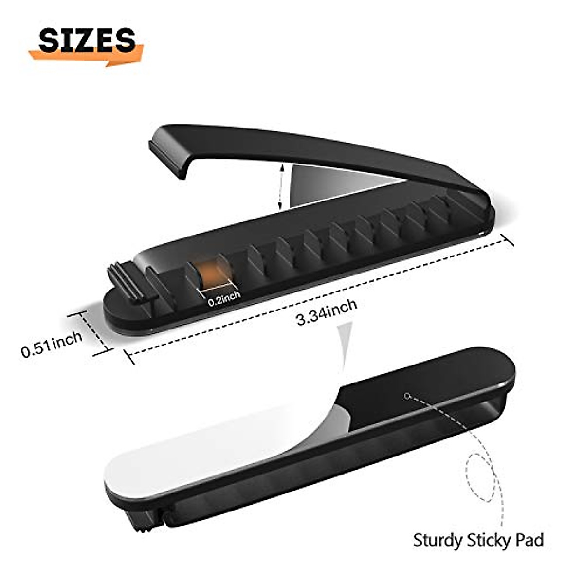 pzoz Cable Clips, 3 Pack Cord Organizer Charger Cable Management for Organizing Home Office Desk Phone Car Cable Wire, Self Adhesive Cord Holders (Black)
