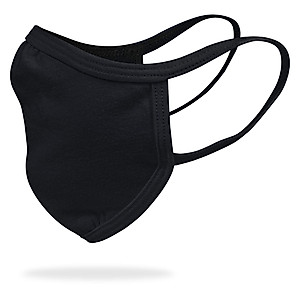 Gildan Adult Reusable Everyday 2-Layer Cotton Face Mask, Black (24 Pack), Adult: 5.75" x 8" (7" ear loops)