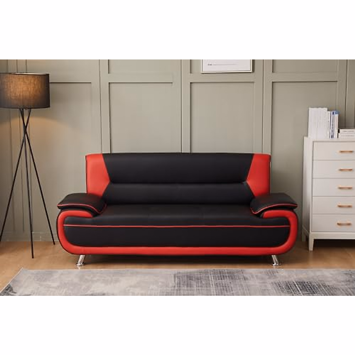 Kingway Inc Sofas, 3 Seat, Black&Red